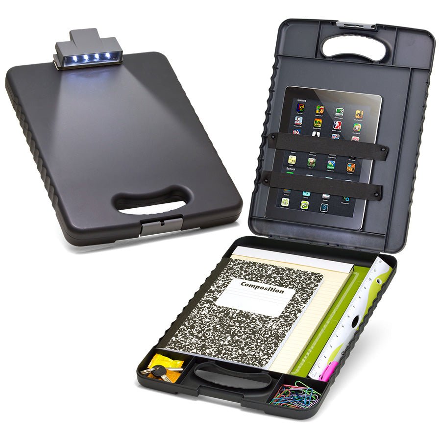 Deluxe Tablet Clipboard Case with LED Light, Charcoal – Victor® Technology