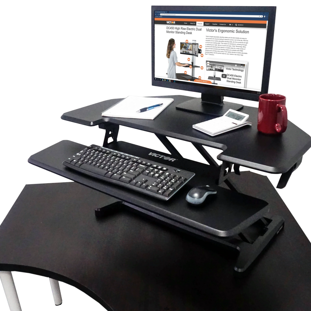 VICTOR® High Rise™ Adjustable Height Corner Standing Desk with Removab ...